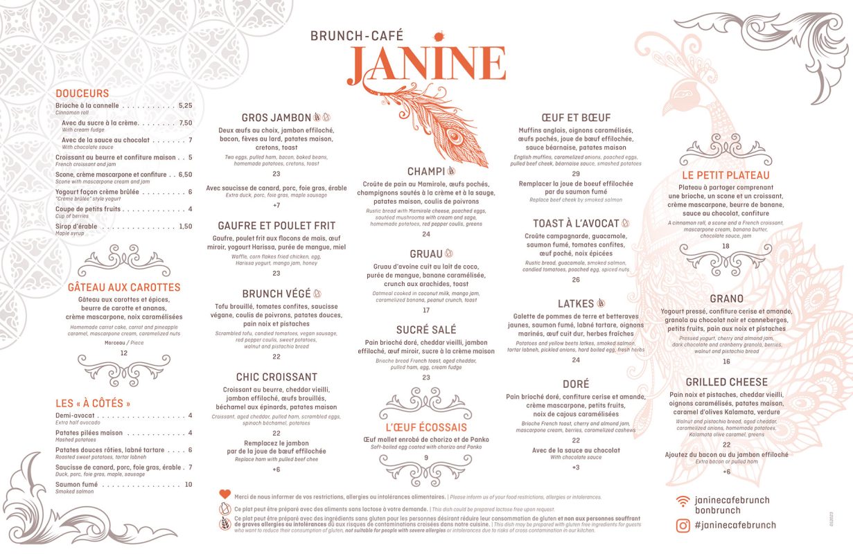 Menus – Janine Café